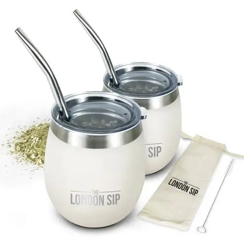 LONDON SIP Yerba Mate Cup Set 8oz - Pearl White