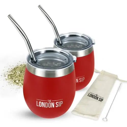 LONDON SIP Yerba Mate Cup Set 8oz - Red