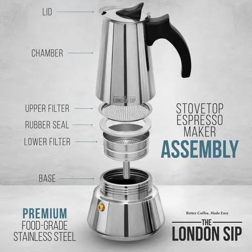 LONDON SIP Espresso Maker & Coffee Spoon Bundle