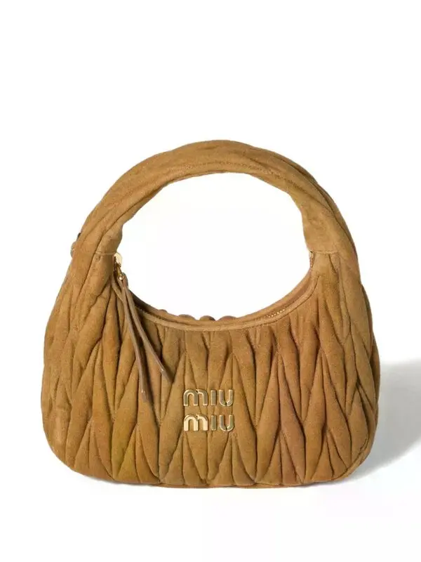 Miu Miu Wander Matelassé Suede Shoulder Bag
