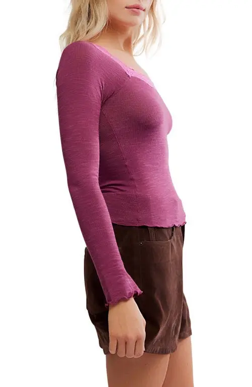 Free People Intimately Fp Oh My Darling Lace Trim Long Sleeve Top