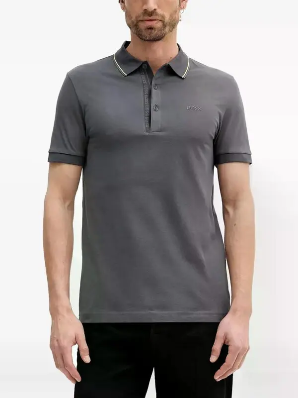BOSS Logo-tape Polo Shirt - Grey