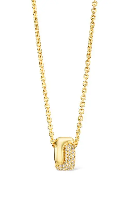 PAMELA ZAMORE Holos Small Hug 18k Gold & Diamond Ring Pendant Necklace - Yellow Gold