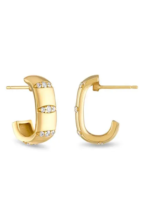 PAMELA ZAMORE Veda Squared Diamond Hoop Earrings