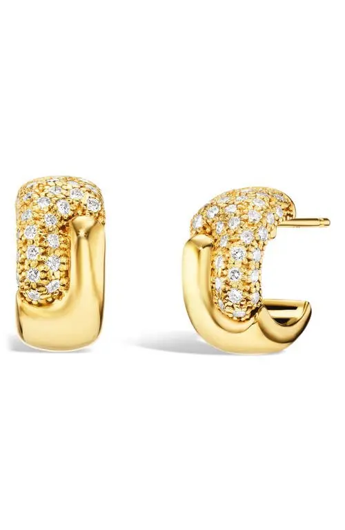 PAMELA ZAMORE Holos 18k Gold & Diamond Huggie Hoop Earrings - Yellow Gold