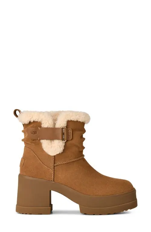 UGG Moxy Genuine Shearling Trim Pull-on Boot - Chestnut