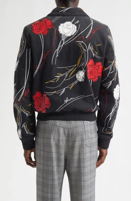 Amiri Floral Embroidered Denim Blouson Jacket