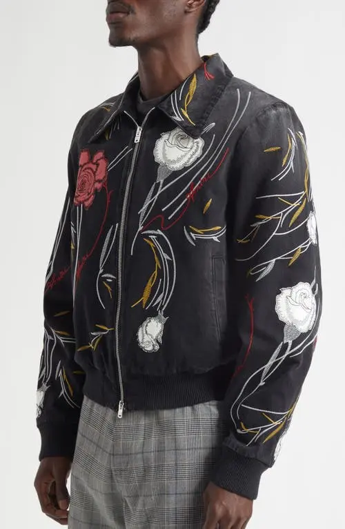 Amiri Floral Embroidered Denim Blouson Jacket