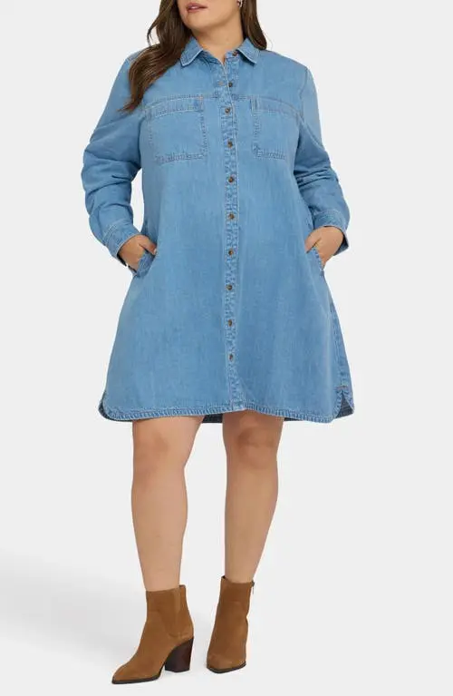 NYDJ Reese Long Sleeve Denim Shirtdress - Light Indigo