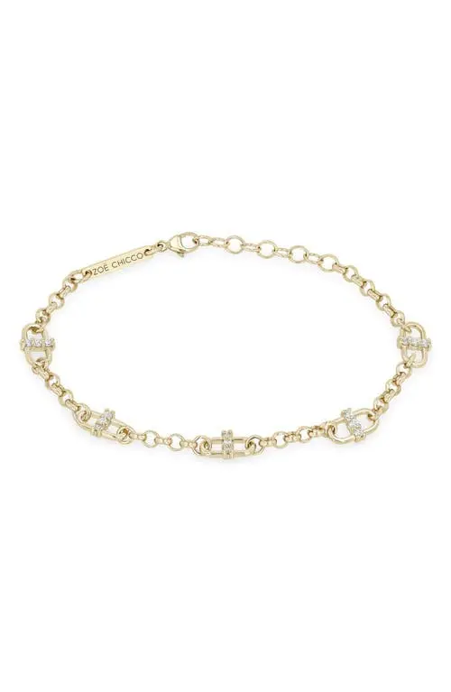 Zoe Chicco Diamond Rolo Chain Bracelet - 14k Yellow Gold