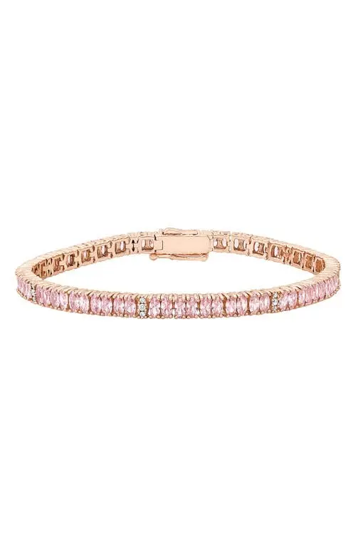 CRISLU Pink Hues Cubic Zirconia Tennis Bracelet - 18kt Rose Gold/pink Stone
