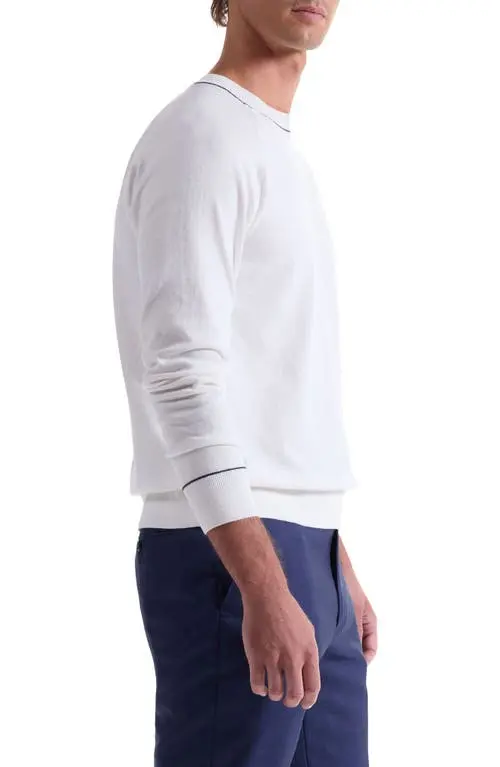 Bugatchi Tipped Cotton-blend Crewneck Sweater - Chalk
