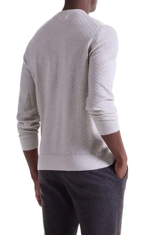 Bugatchi Basketweave Stitch Merino Wool Sweater - Sand