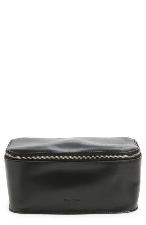 Rick Owens Medium Leather Toiletry Bag - Black