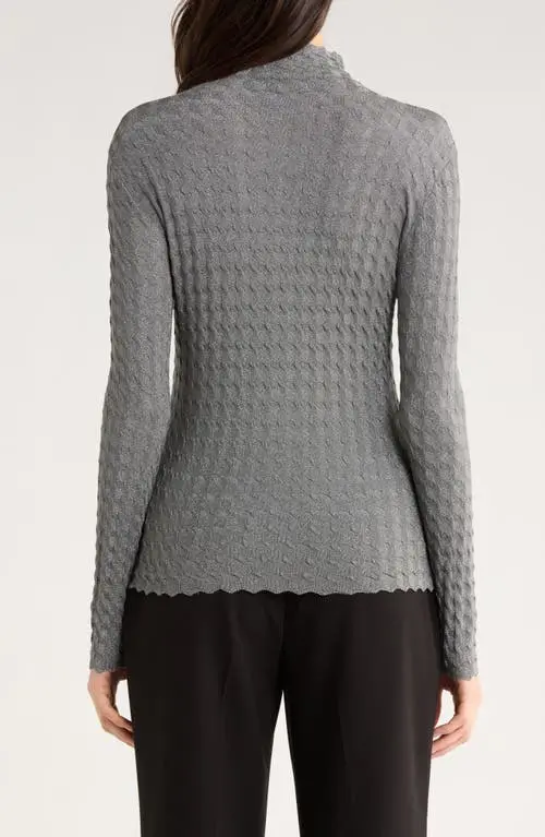 Emporio Armani Metallic Mock Neck Patterned Sweater