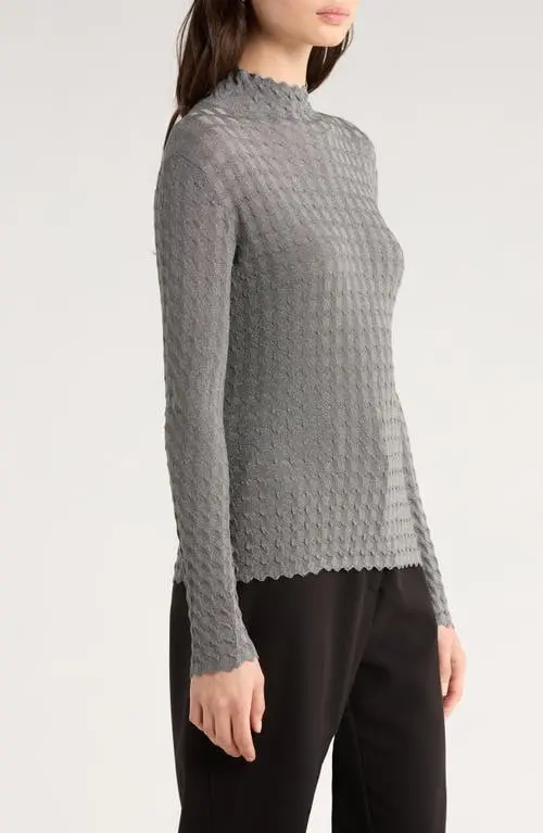 Emporio Armani Metallic Mock Neck Patterned Sweater