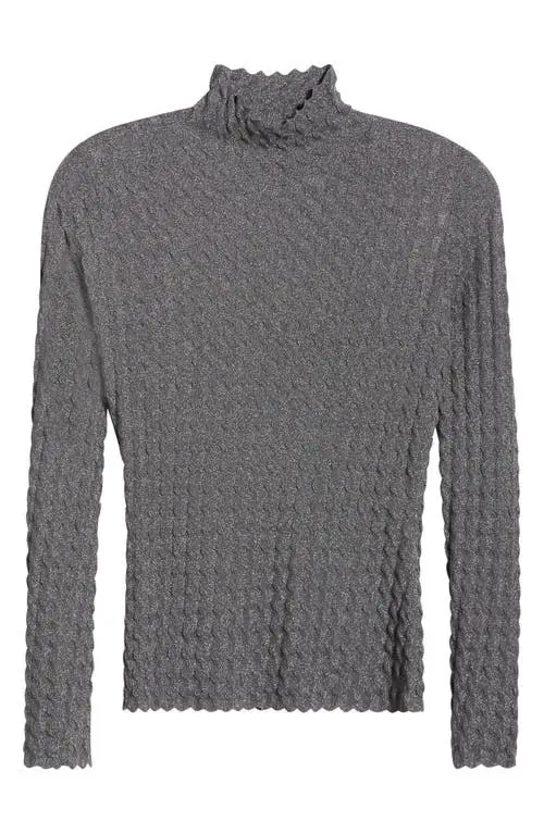 Emporio Armani Metallic Mock Neck Patterned Sweater