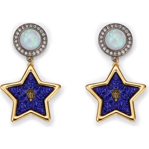 Kurt Geiger Star Drop Earrings - Gold/blue