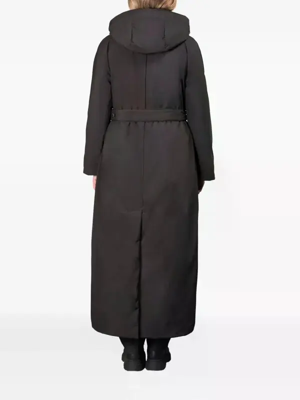 MOORER Hooded Belted Longline Coat