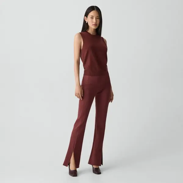 Theory Flared Slit Legging In Motion Ponte - Oxblood Red