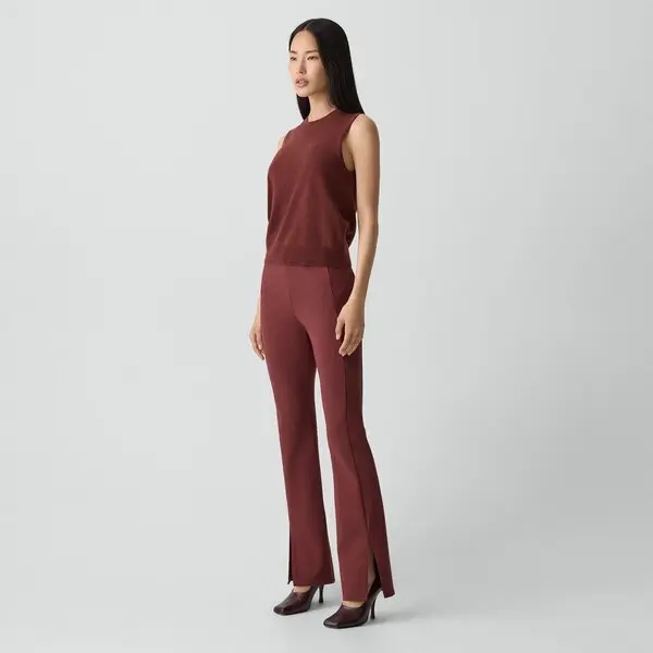 Theory Flared Slit Legging In Motion Ponte - Oxblood Red