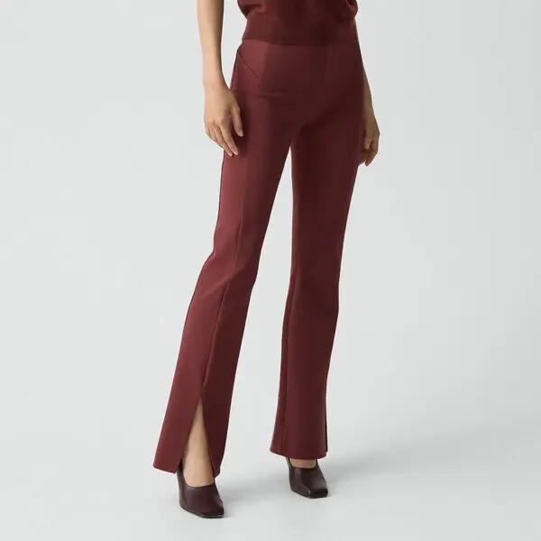 Theory Flared Slit Legging In Motion Ponte - Oxblood Red