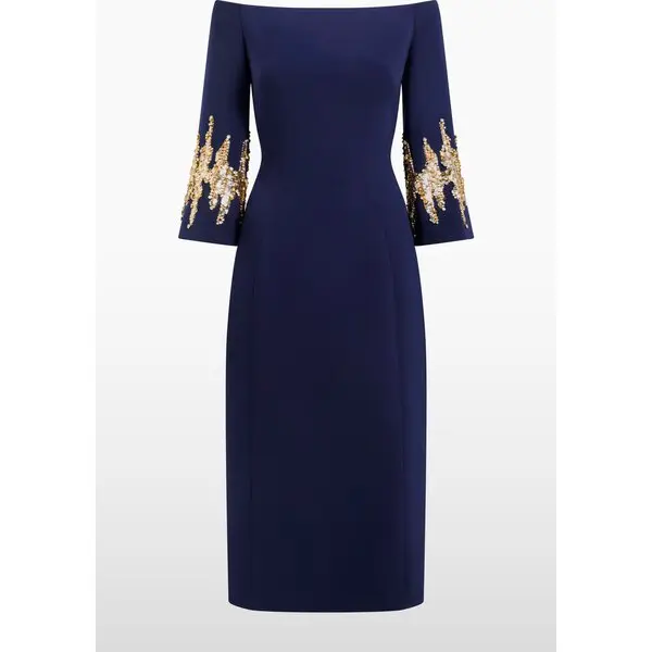 Jenny Packham Aster Sequin-embellished Midi Dress - Midnight Kiss