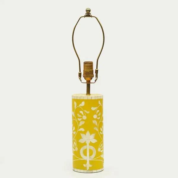 MELA ARTISANS Floral Vines Inlay Table Lamp - Yellow