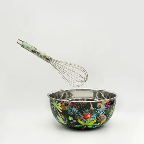 MELA ARTISANS Bowl & Whisk Set - Rainforest Bloom