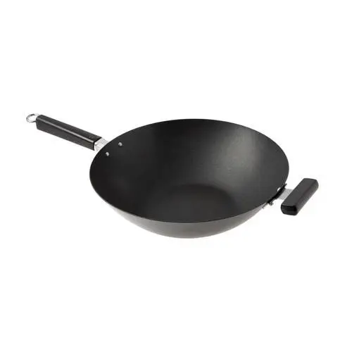 JOYCE CHEN Carbon Steel Ceramic Nonstick Flat Bottom Wok With Phenolic Handles - Black