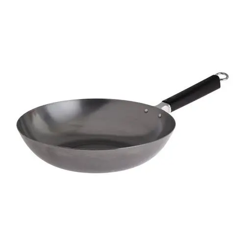 JOYCE CHEN Uncoated Carbon Steel Stir Fry Pan With Phenolic Handle - Metallic Silver