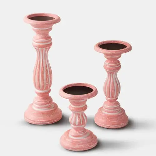 MELA ARTISANS Rosé Reverie Pillar Candleholder Set