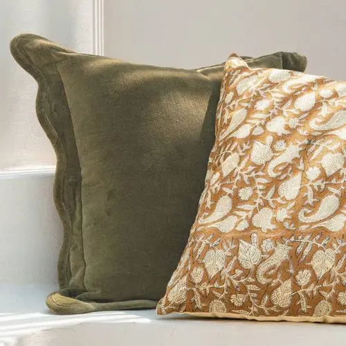 MELA ARTISANS Floral Blockprint Pillowcover Only