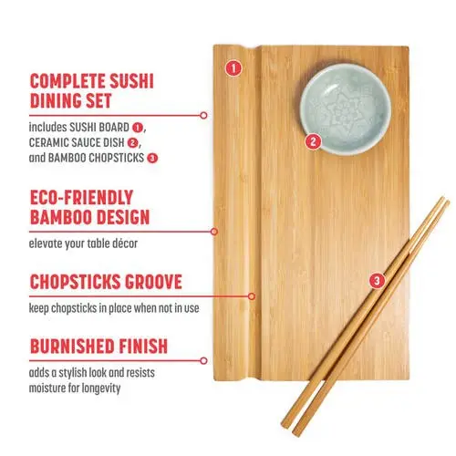 JOYCE CHEN Sushi Board And Sushi Roller Set
