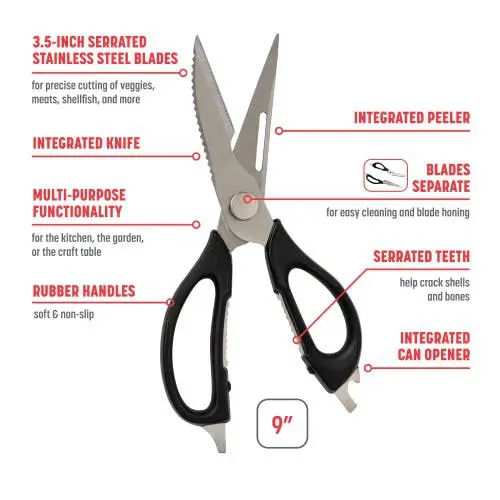 JOYCE CHEN Multi-use Kitchen Shears - Black