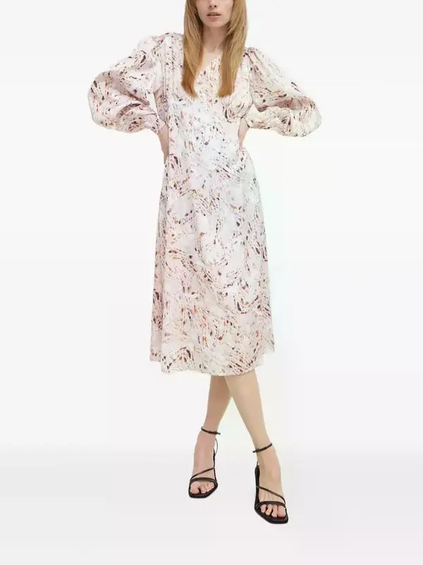 BRUUNS BAZAAR Marble-print Puff-sleeve Dress