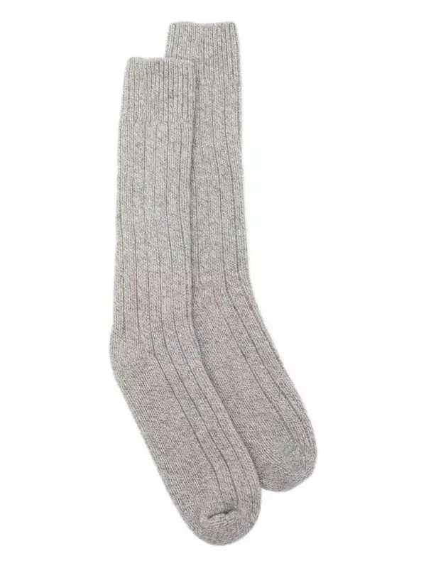 John Smedley Ribbed Cashmere Socks - Grey