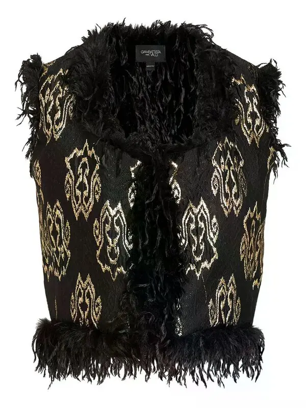 Giambattista Valli Ikat-jacquard Fringed Waistcoat - Black
