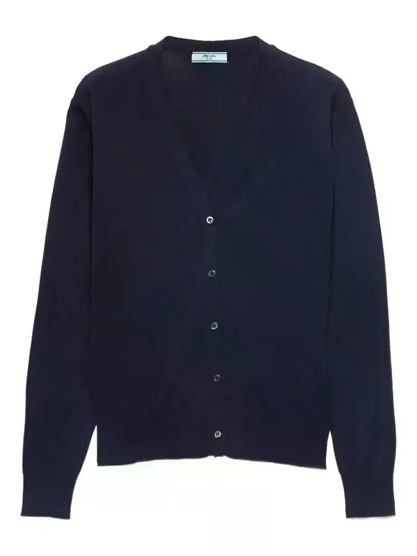 Prada Buttoned Cardigan With Triangle Patch