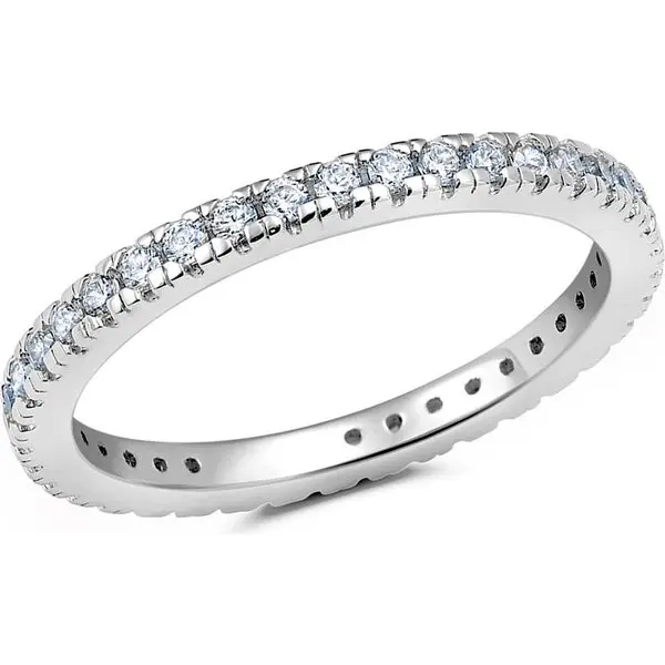 CRISLU Pavé Round Cubic Zirconia Eternity Band Ring - Pure Platinum/clear Stone