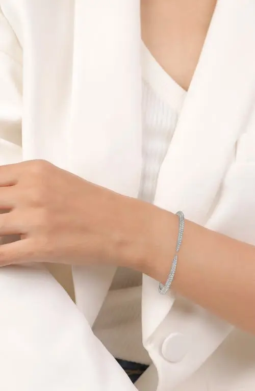 CRISLU Chamonix Pavé Open Bangle Bracelet - Pure Platinum/clear Stone