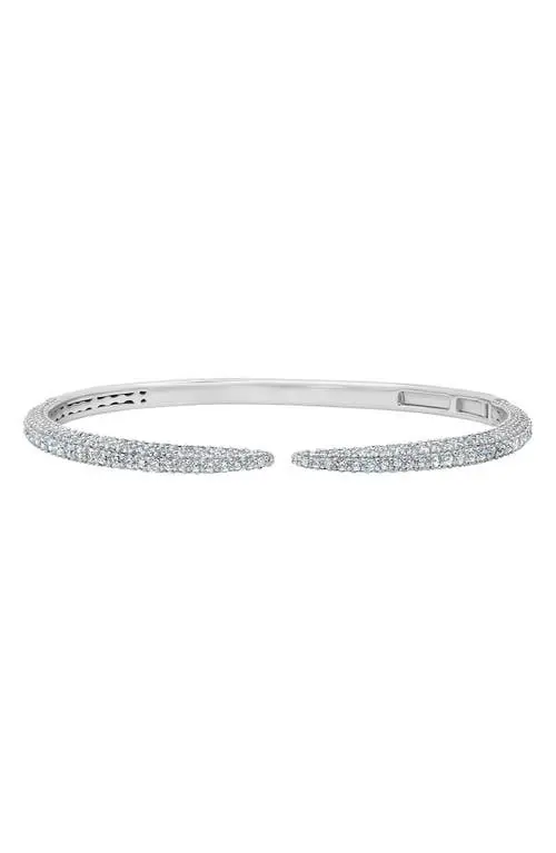 CRISLU Chamonix Pavé Open Bangle Bracelet - Pure Platinum/clear Stone