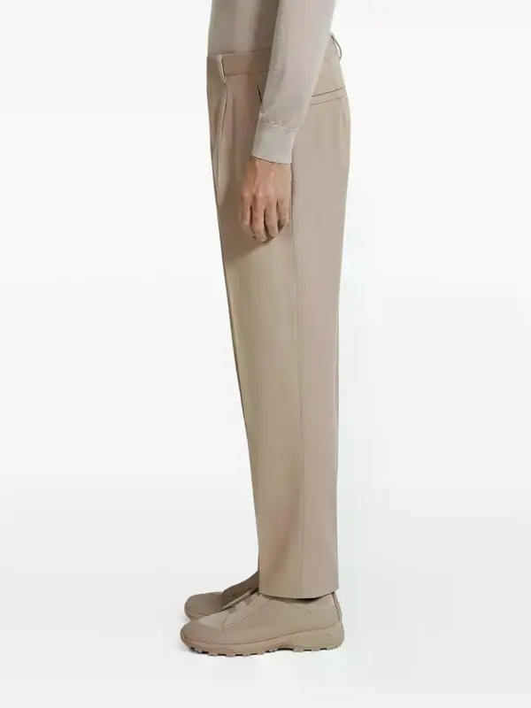 Zegna Pleated Straight Leg Trousers - Neutrals