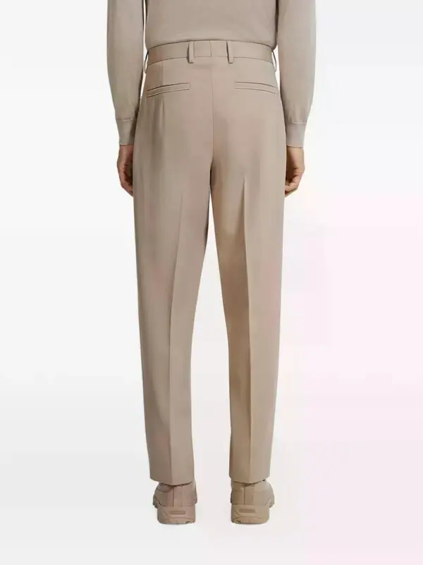 Zegna Pleated Straight Leg Trousers - Neutrals