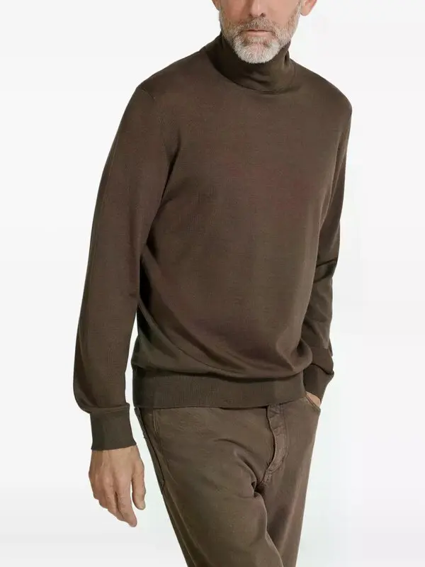 Zegna Cashmere-blend Turtleneck Sweater - Brown