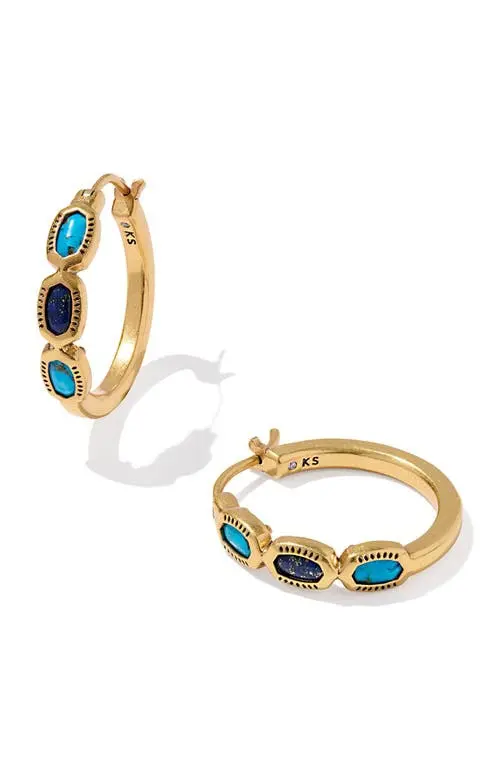 Kendra Scott Elisa Mini Hoop Earrings - Vintage Gold Blue Mix