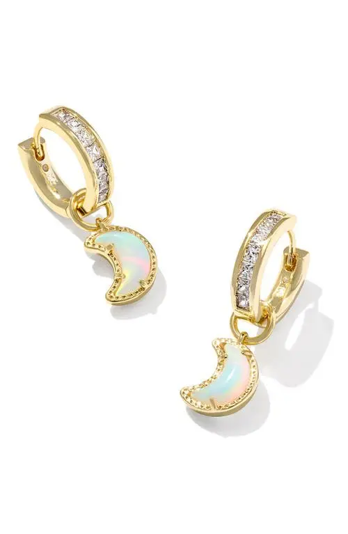 Kendra Scott Moon Huggie Earrings - Gold White Mix