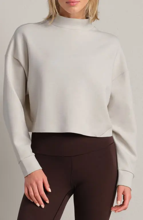 RHONE Dreamglow Mock Neck Crop Sweatshirt - Sand