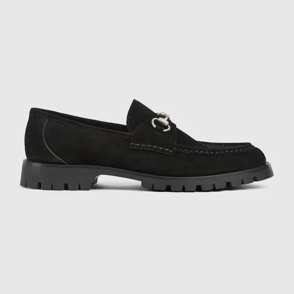 Men’s Black Suede Gucci Loafers Horsebit suede loafers in black - Gucci | Mytheresa main image 4