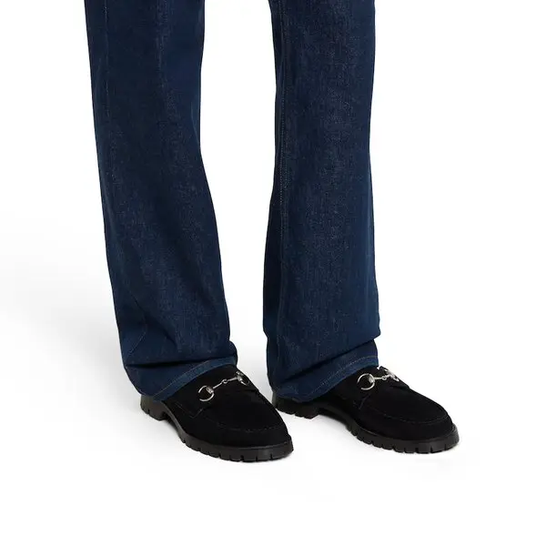 Gucci Suede Loafer With Horsebit - Black | Editorialist